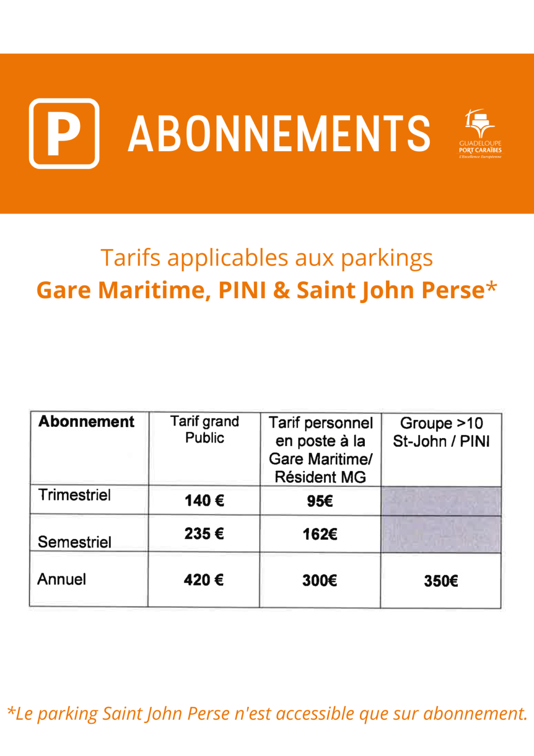 Tarifs Parkings GPMG – GPMG – Grand Port Maritime de Guadeloupe